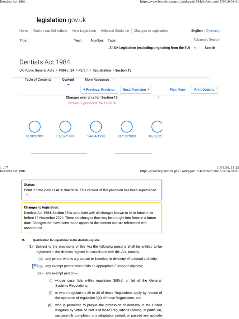 Dentists Act 1984 | PDF | Dentist | Justice