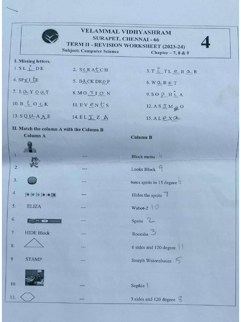 GR 4 CS Worksheet With Answers | PDF