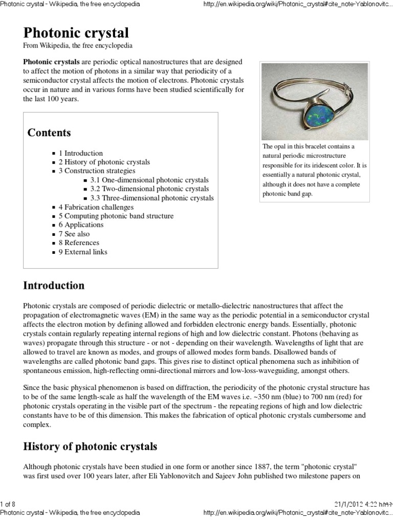 Photonic Crystal - Wikipedia, The Free Encyclopedia | PDF ...