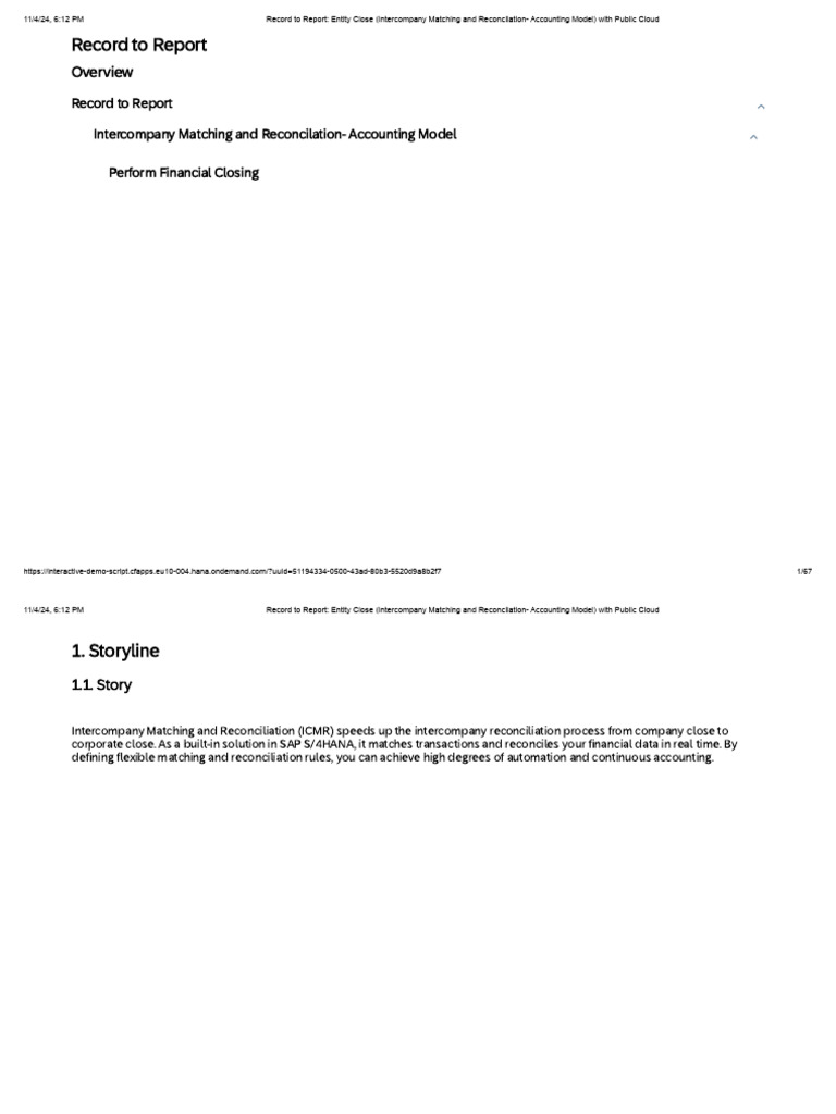 Record To Report - Entity Close (Intercompany Matching and ...