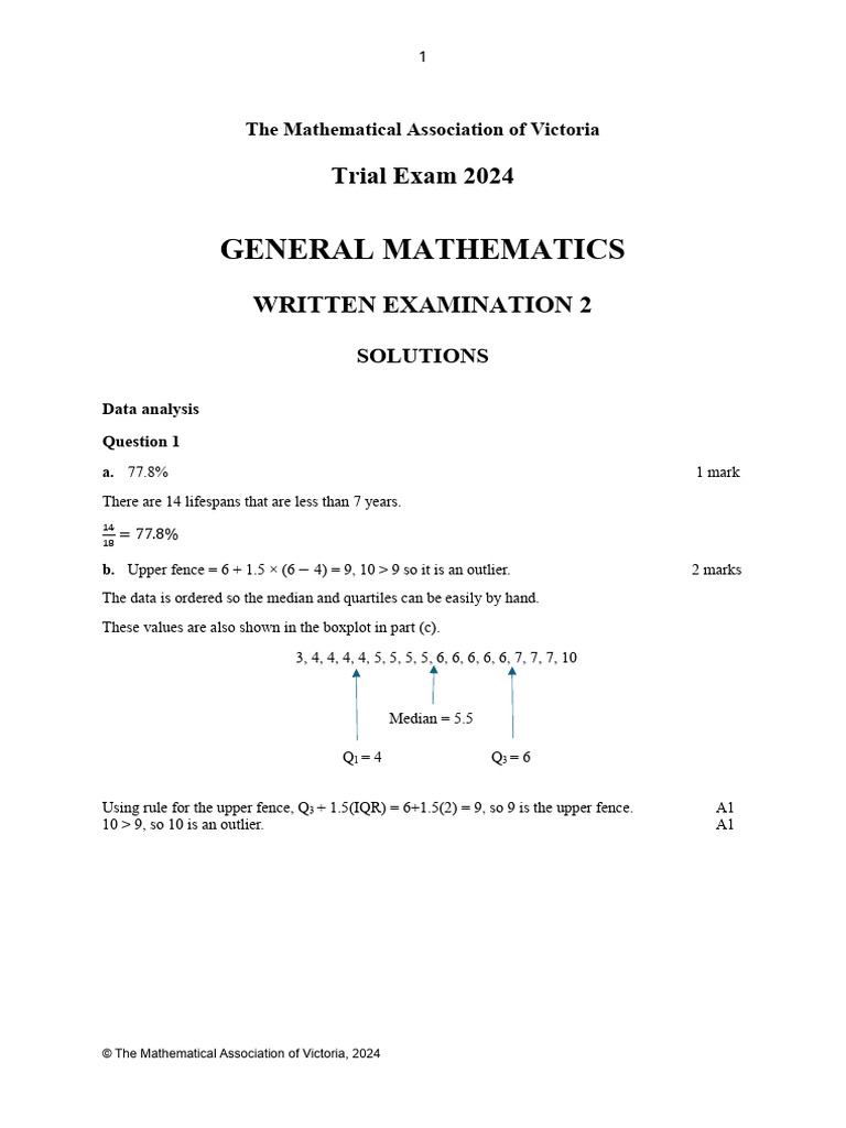 2024 General Maths Exam 2 Solutions | PDF | Graph Theory | Combinatorics