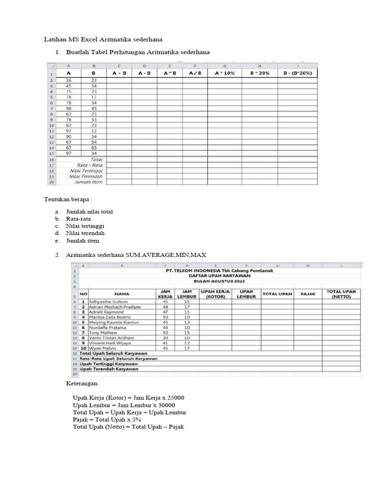 Soal Latihan Excel 2 | PDF
