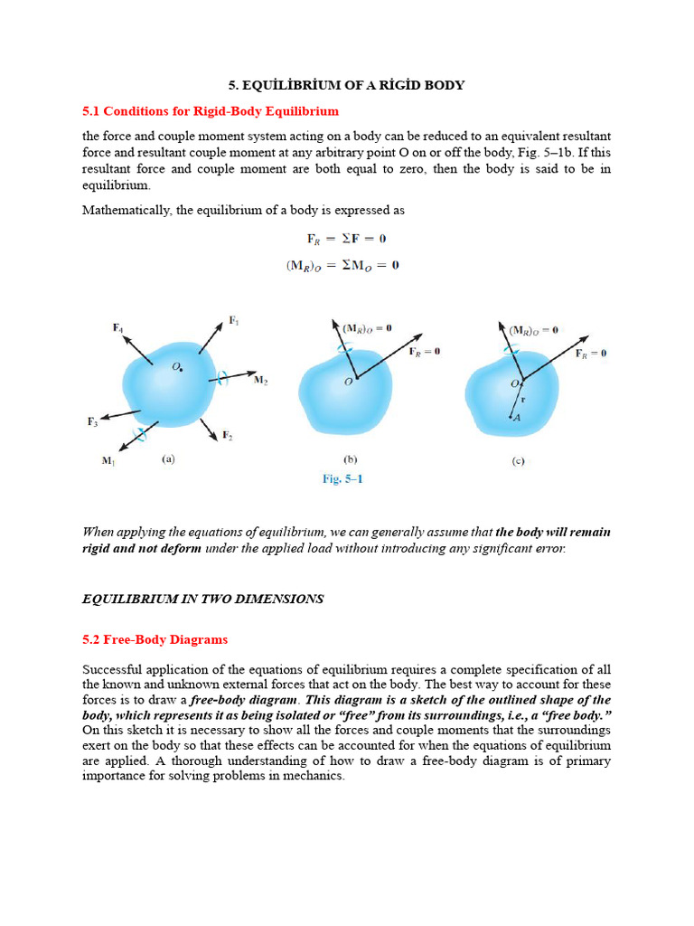 Rigid Body Equilibrium Explained | PDF | Force | Weight