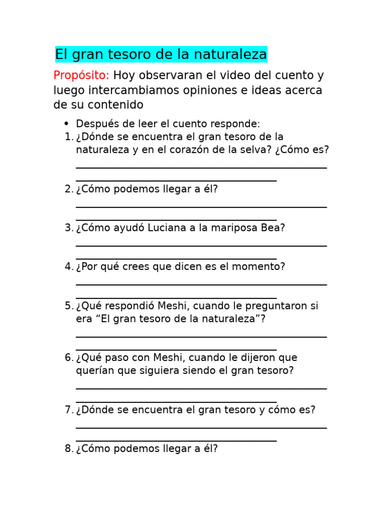 El Gran Tesoro de La Naturaleza | PDF | Relaciones personales, crianza ...
