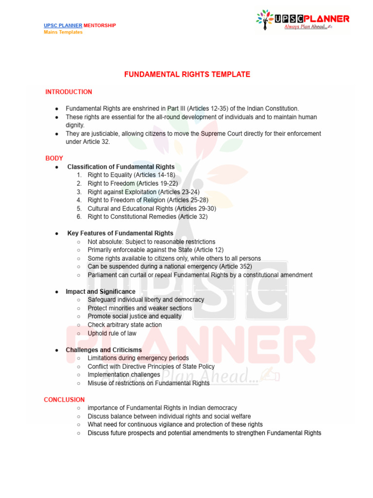Fundamental Rights Templates by Planner | PDF | Human Rights | Social ...