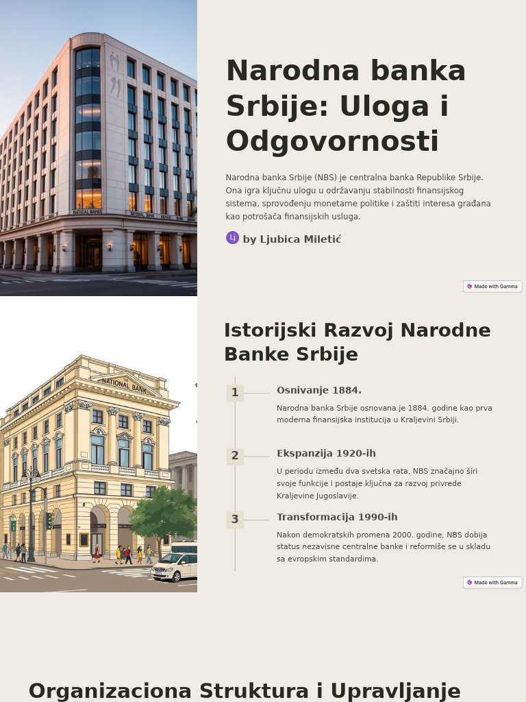 Narodna Banka Srbije Uloga I Odgovornosti | PDF