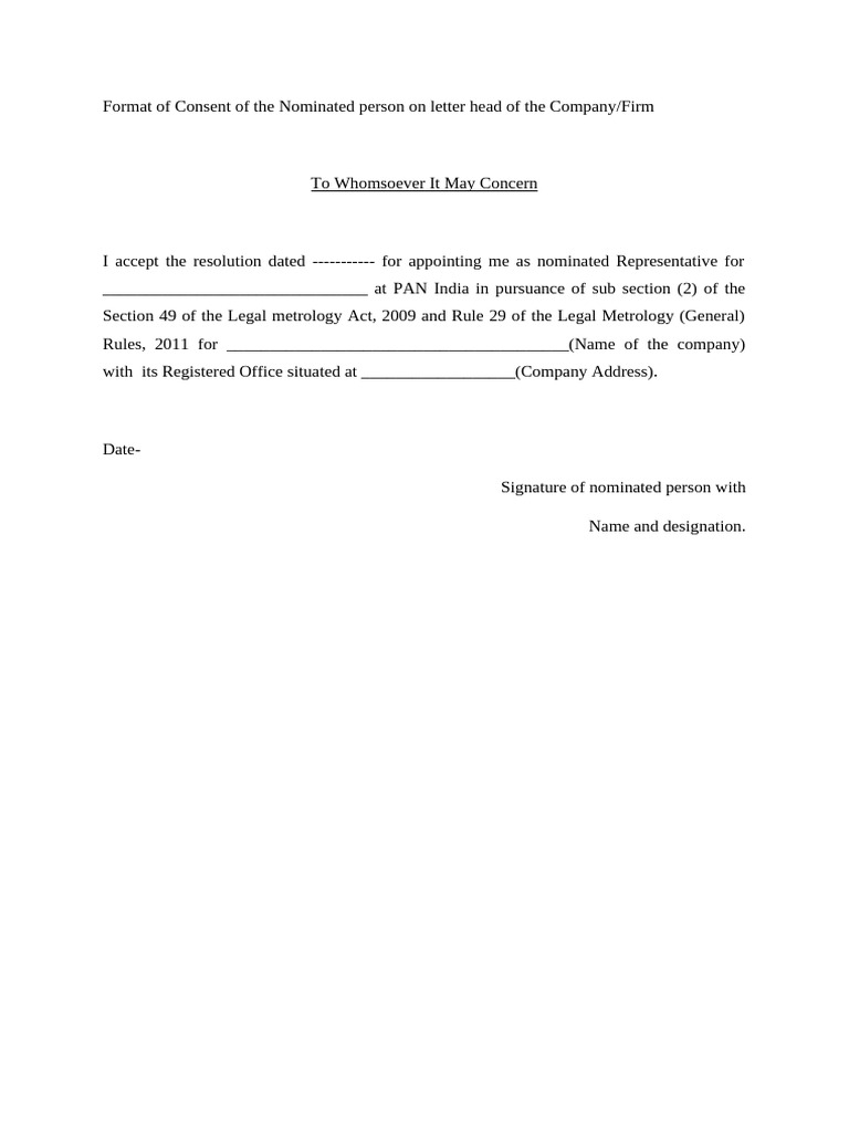 Consent Letter - Format .. | PDF