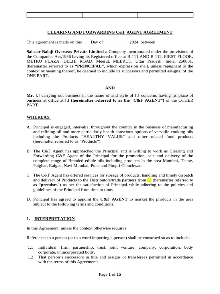 Sbopl Cfa Sample Draft | PDF | Indemnity | Employment