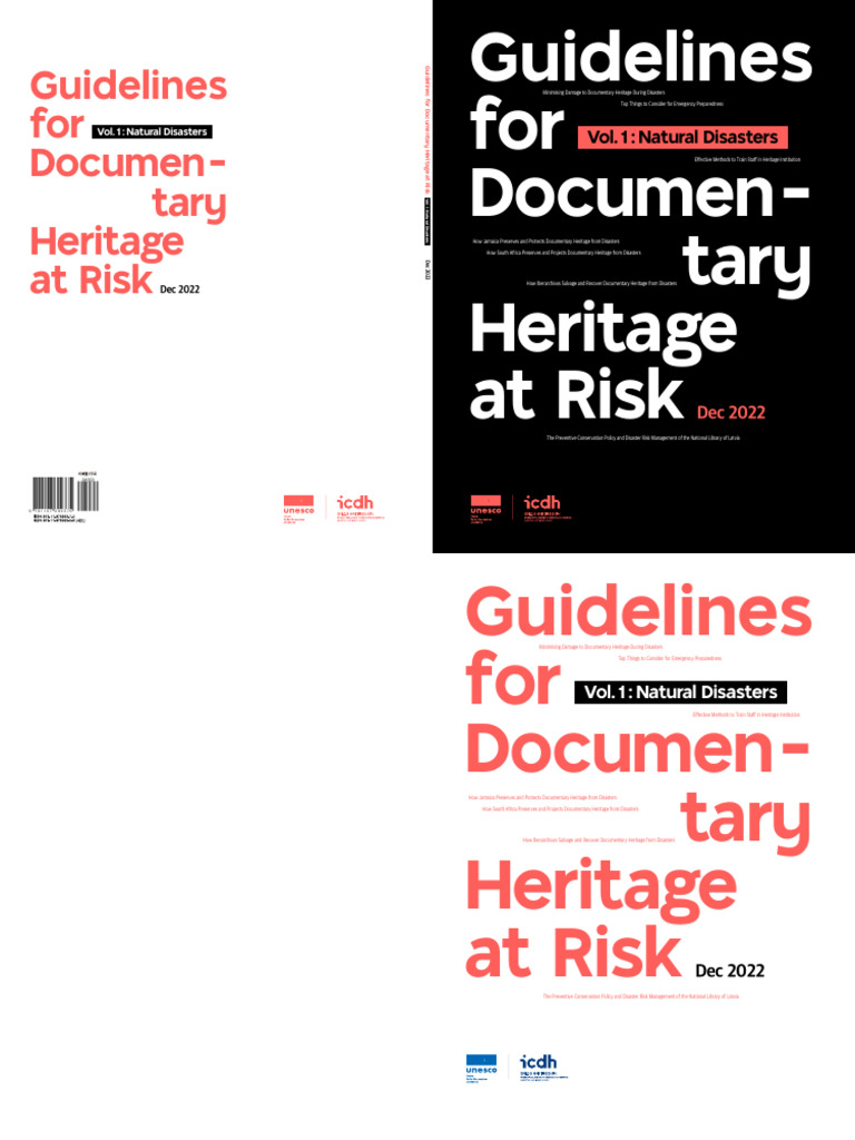 Guidelines For Documentary Heritage at Risk Vol 1. Natural Disasters ...