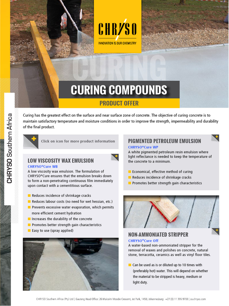 Chryso Curing Compounds Leaflet 6351 6953 | PDF | Concrete | Acrylic Paint