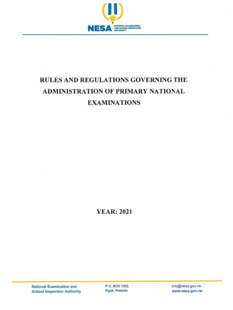 Guidelines For Primary National Examinations | PDF