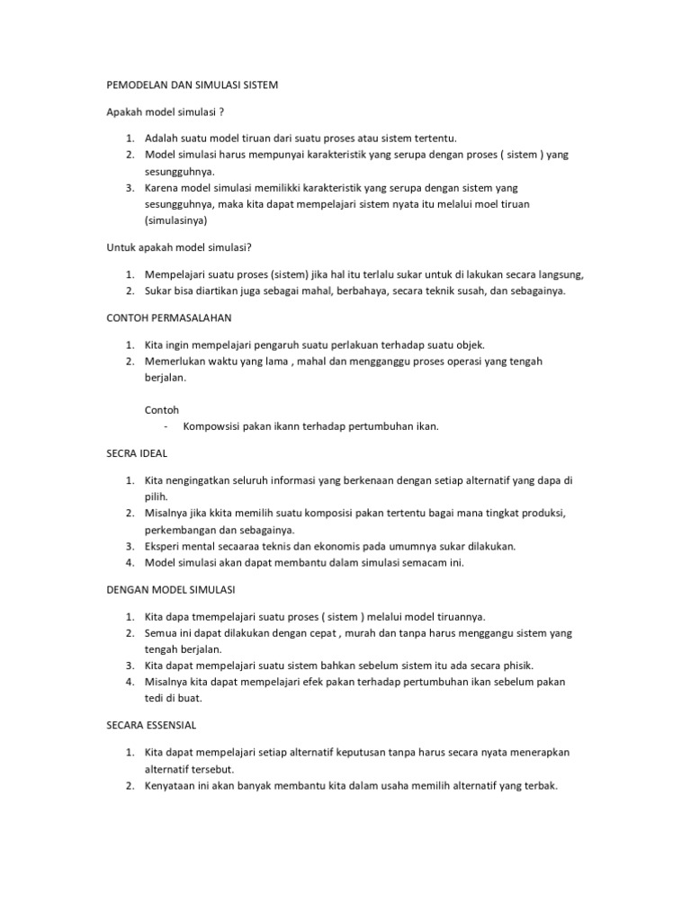 Pemodelan Dan Simulasi Sistem | PDF