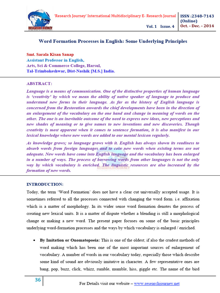 Word Formation Processes in English | PDF | Semantics | Lexical Semantics
