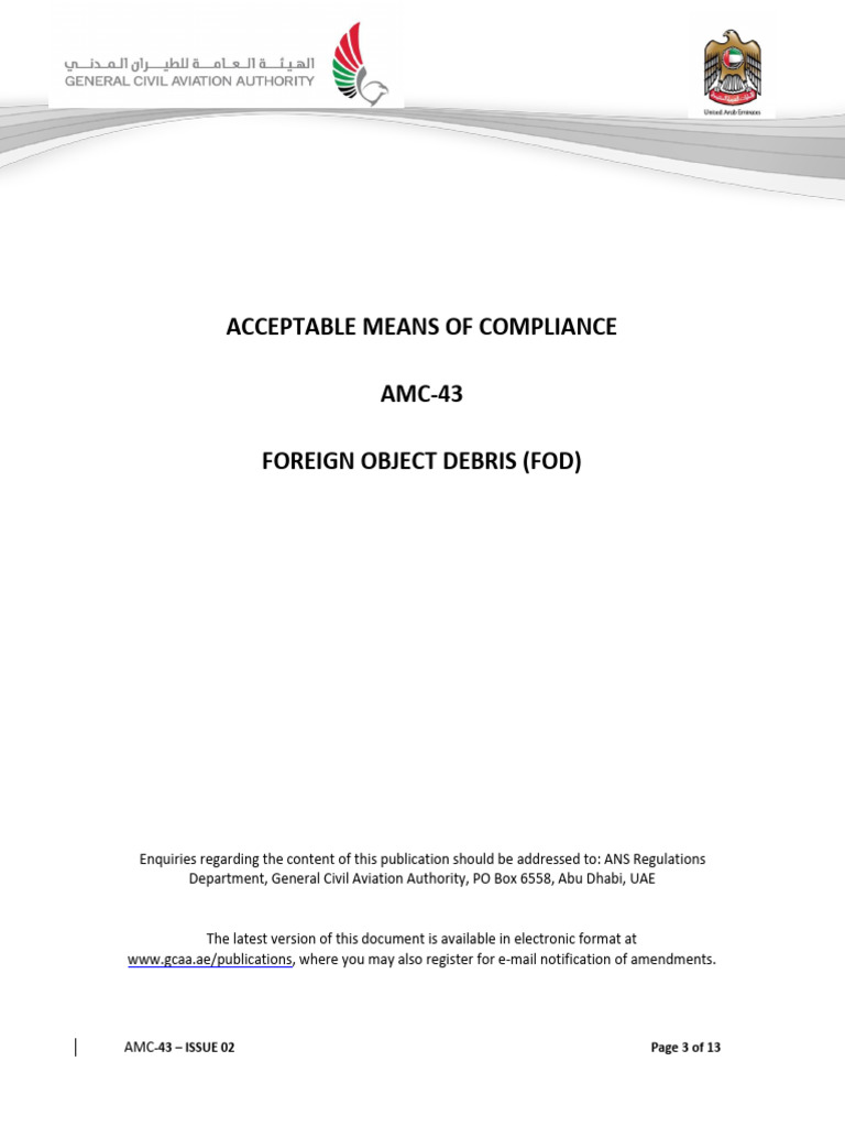 Amc - 43 - Foreign Objects Debris (Fod) - Issue 02 | PDF | Foreign ...