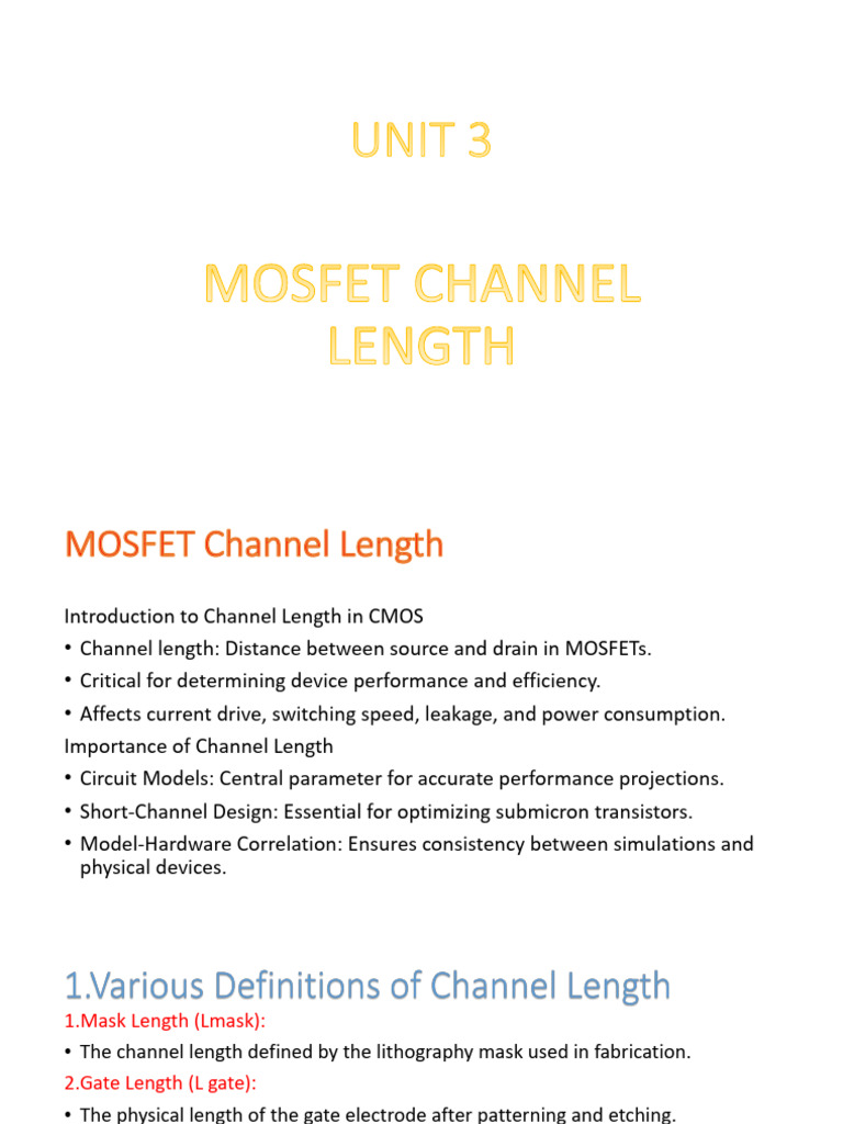 UNIT 3 Mosfet Channel Lengrth | PDF | Mosfet | Field Effect Transistor