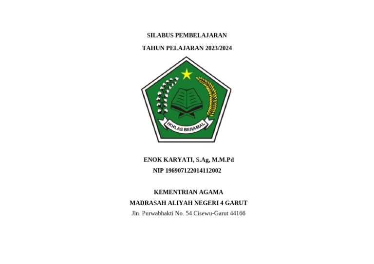 Cover Silabus Pembelajaran | PDF
