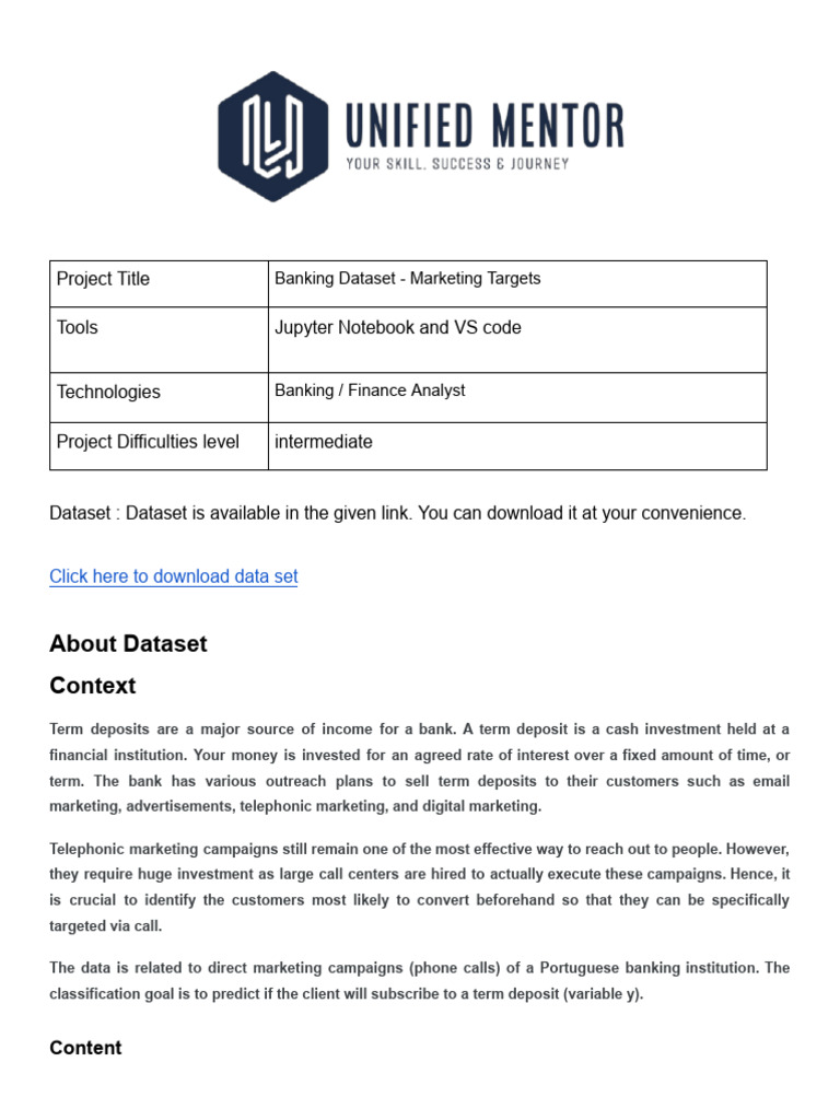 Banking Dataset - Marketing Targets | PDF