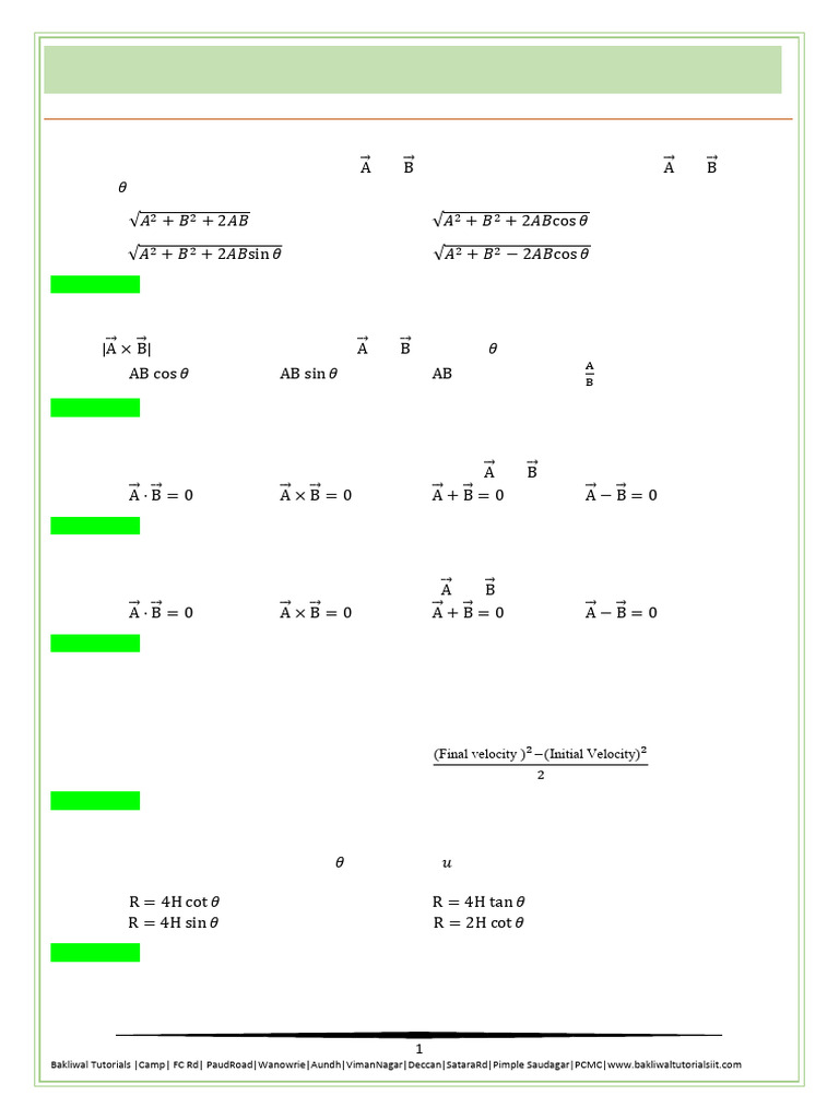 COMP2024 BTTS-01 PHYSICS (Formula Based) | PDF | Theoretical Physics ...
