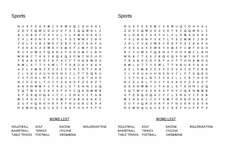 Sports Wordsearch | PDF