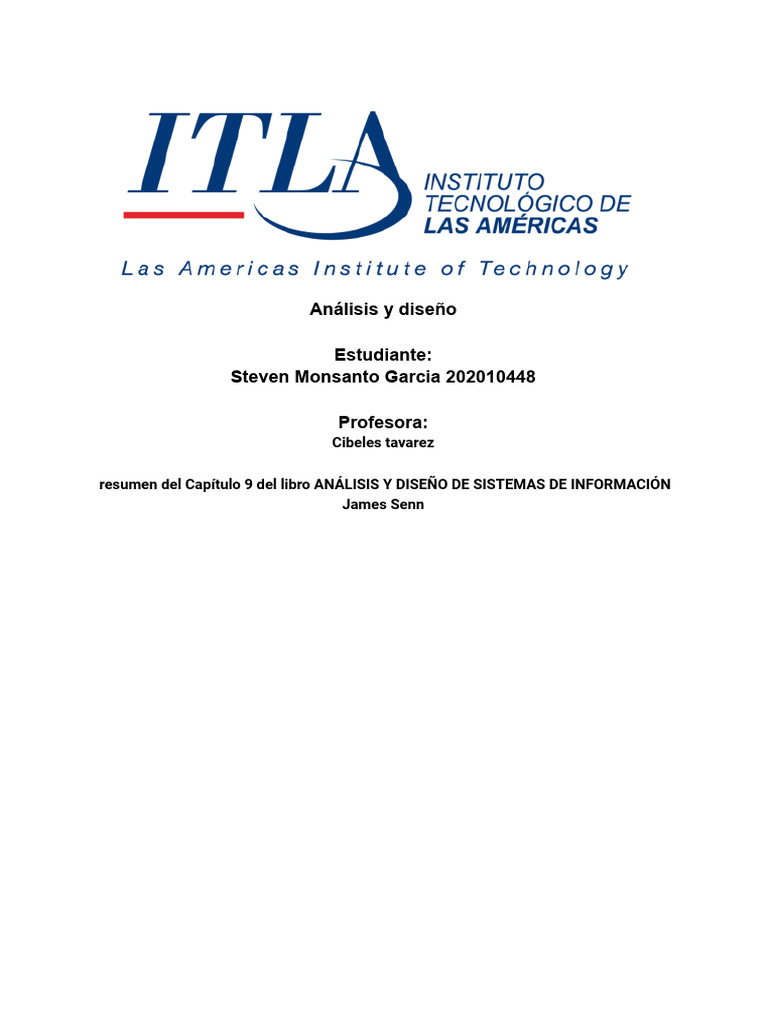 Resumen Capitulo 7 Analisis y Diseño ITLA | PDF | Software | Diseño