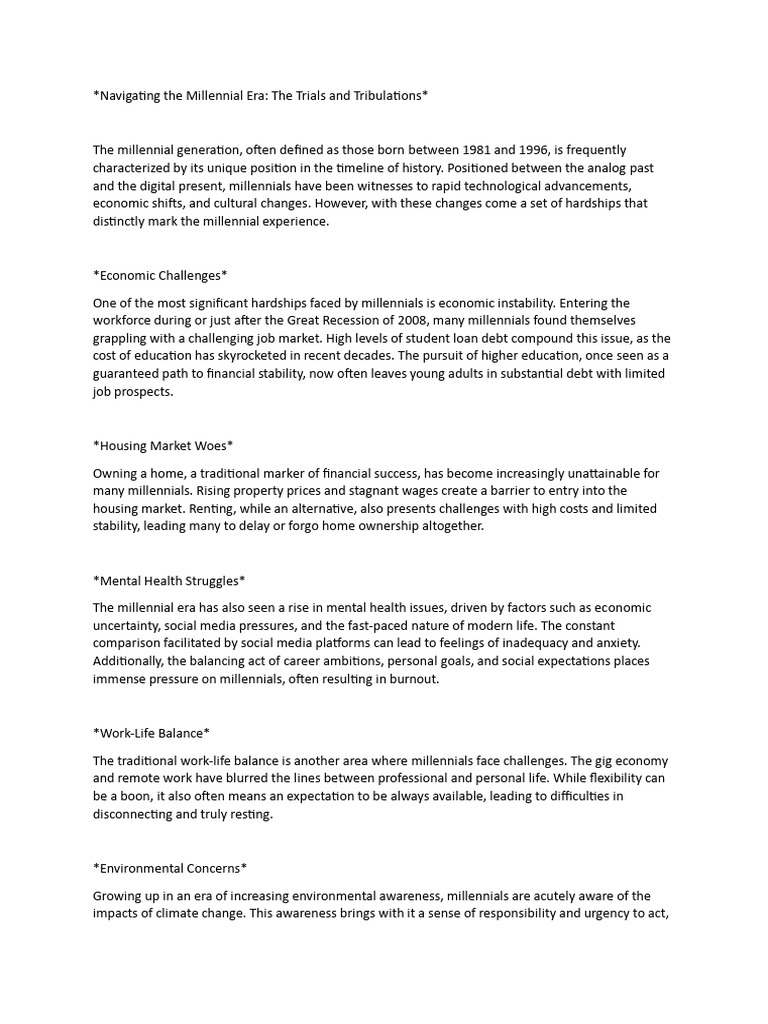 Millennial Challenges and Resilience | PDF | Cost Of Living | Millennials