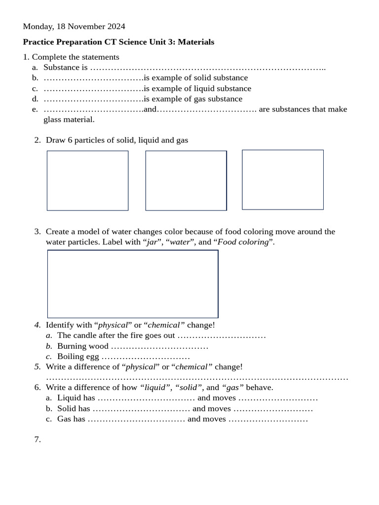 Practice Science CT Unit 3 Completed (1-12) | PDF | Water | Liquids