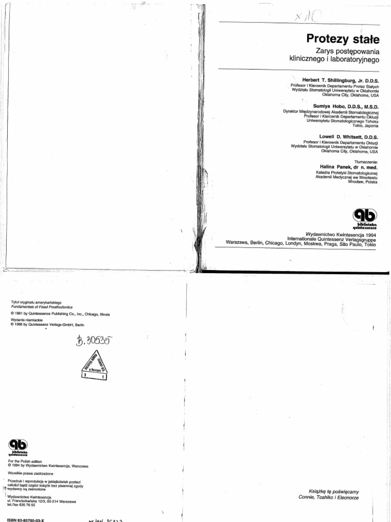 Protezy Stałe - Shillingburg | PDF