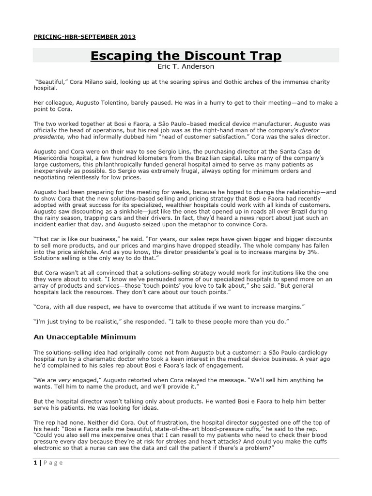 Escaping The Discount Trap - HBR Case | PDF | Sales