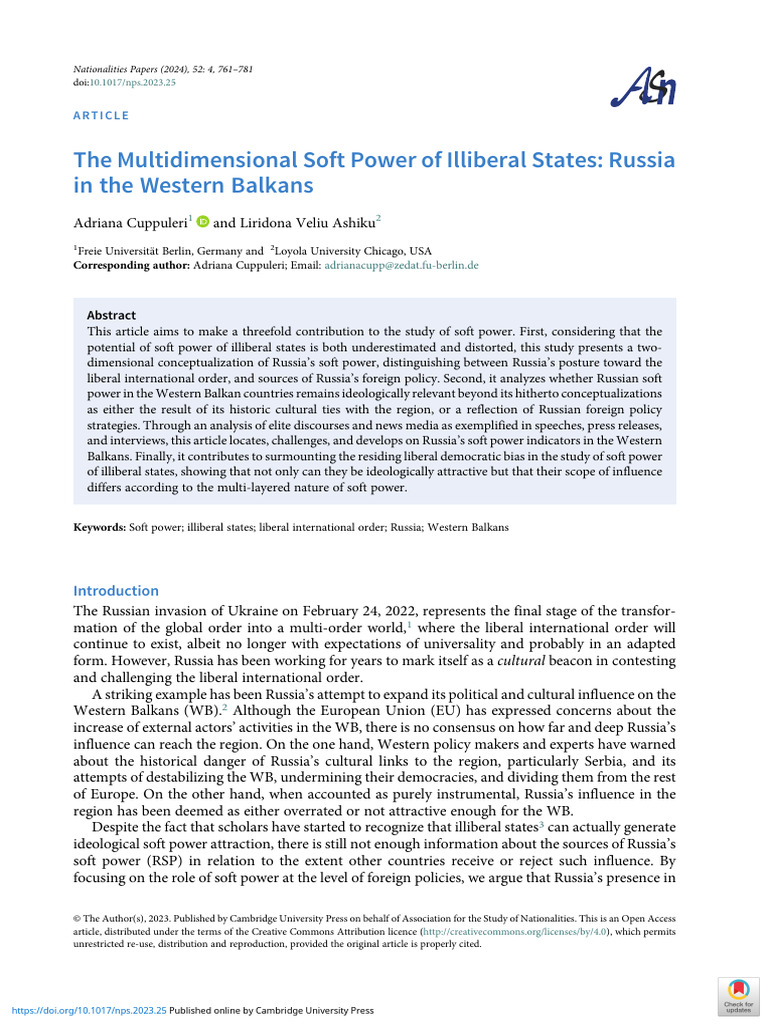 Multidimensional Soft Power of Illiberal States Russia in The Western ...
