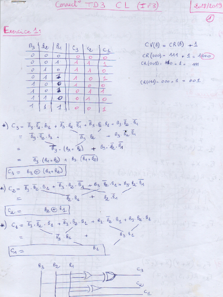 Correction TD3 Circuits Logiques | PDF