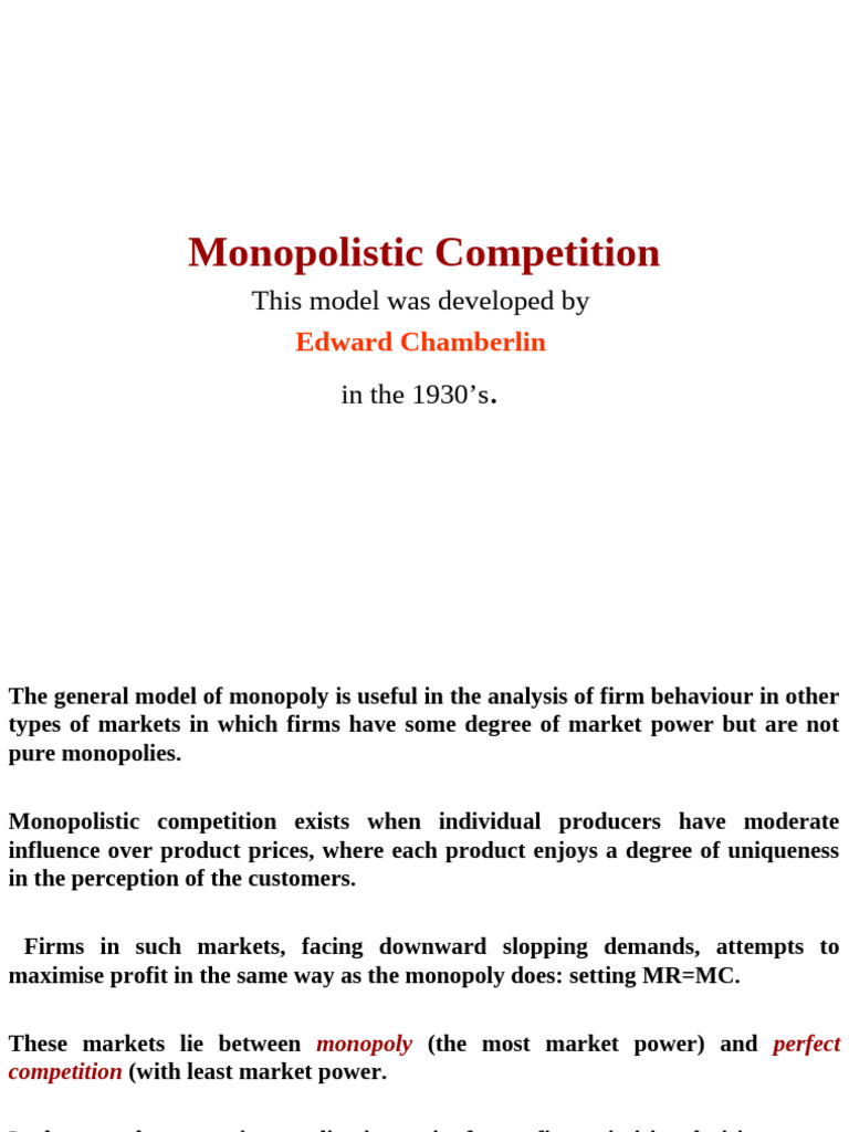 Monopolistic Competition-Class Lecture | PDF | Monopoly | Profit ...