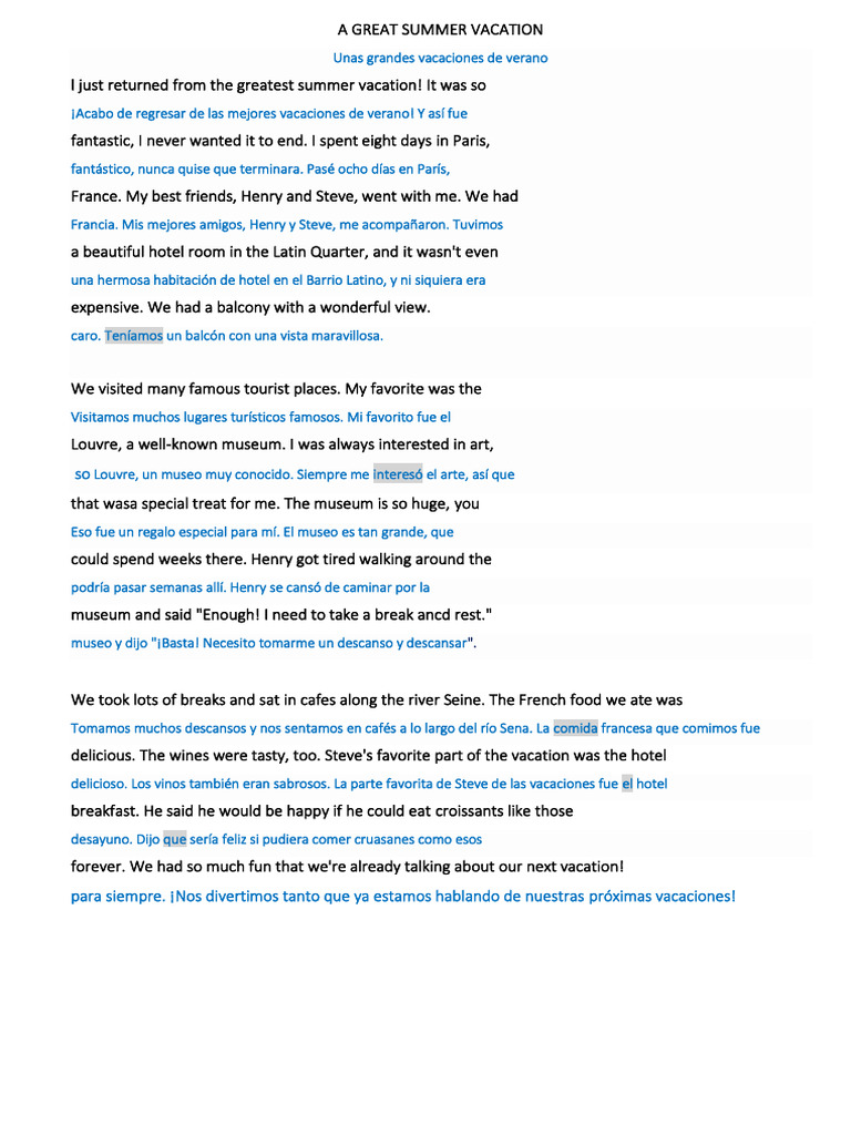 A Great Summer Vacation | PDF