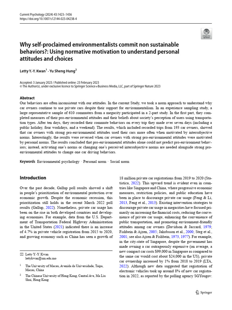 Why Self-Proclaimed Environmentalists Commit Non Sustainable Behaviors ...