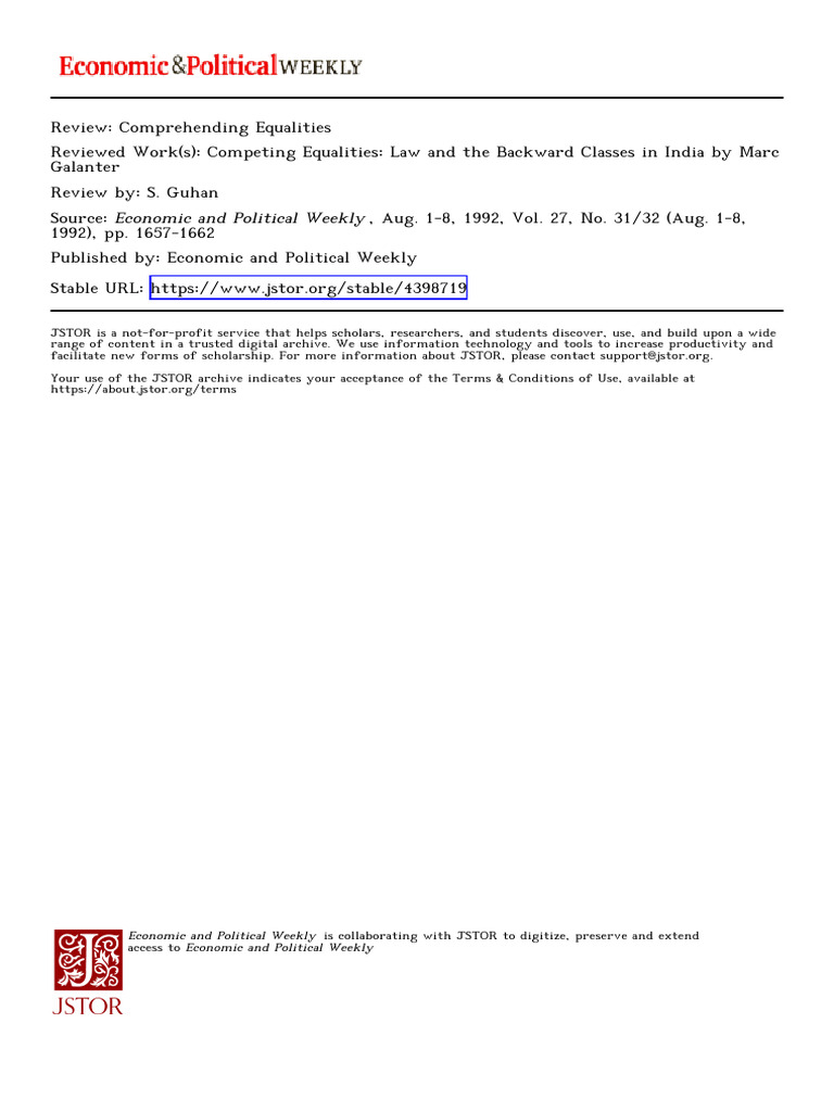 Guhan ComprehendingEqualities 1992 | PDF | Caste