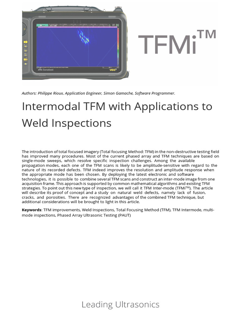 TFM Intermode for Enhanced Weld Inspections | PDF | Ultrasound ...