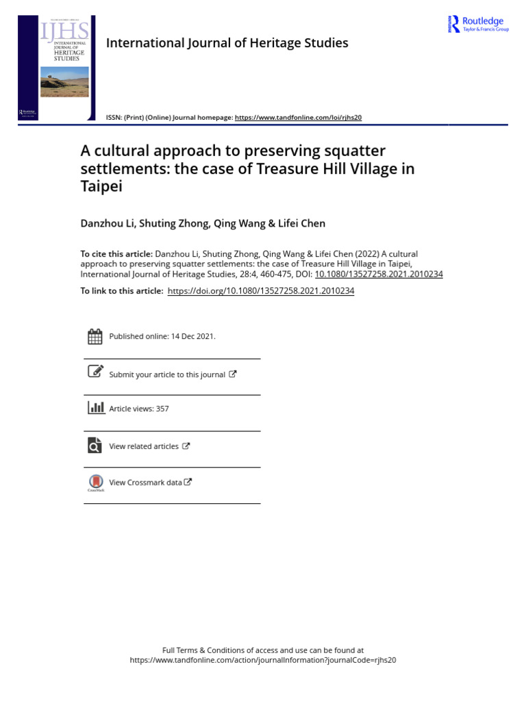 A Cultural Approach To Preserving Squatter Settlements The Case of ...