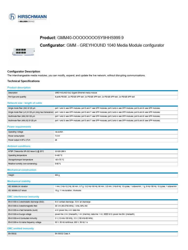 GMM40-OOOOOOOOSY9HHS9999 Techdata | PDF | Hertz | Electromagnetic Compatibility