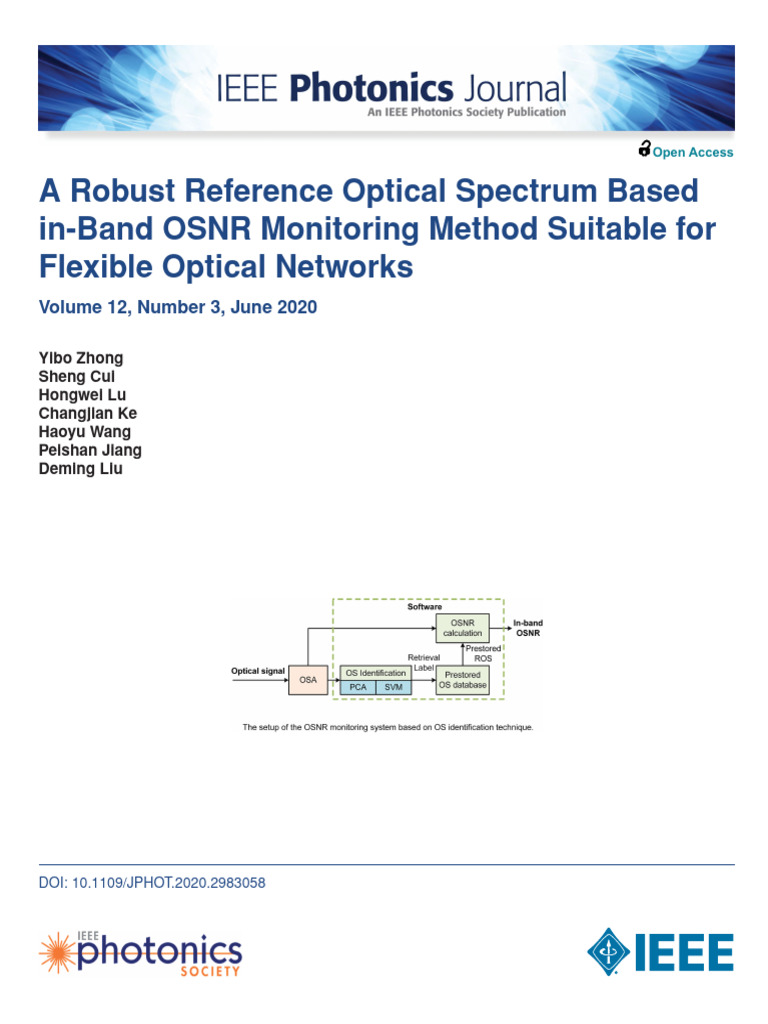 A Robust Reference Optical Spectrum Based In-Band OSNR Monitoring ...