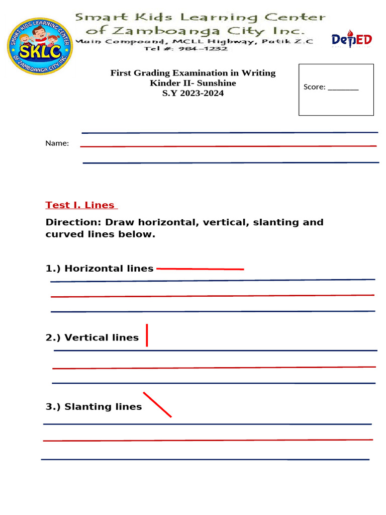 First Grading Writing EXAM K2 | PDF