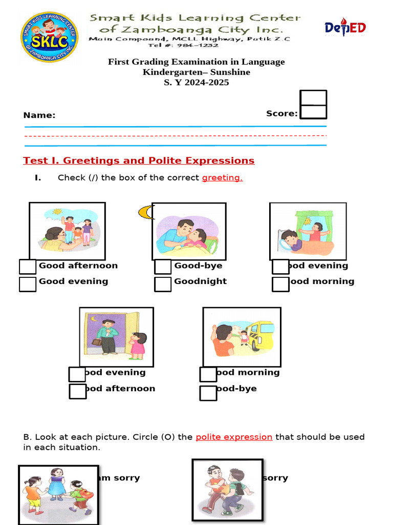 First Grading Language EXAM K2 | PDF