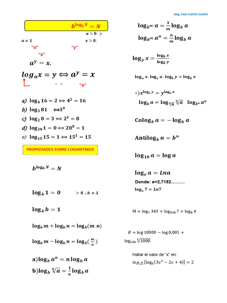 Ecuaciones Logaritmicas | PDF | Logaritmo | Conceptos matemáticos