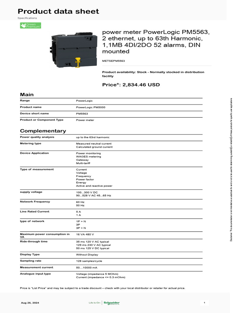 PowerLogic PM5563 Power Meter | PDF | Alternating Current | Electrical ...