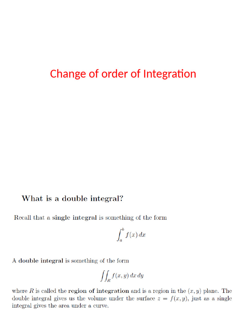 Change of Order in Double Integrals | PDF