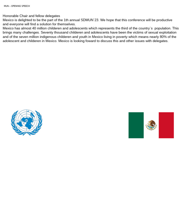 Mun - Opening Speech | PDF