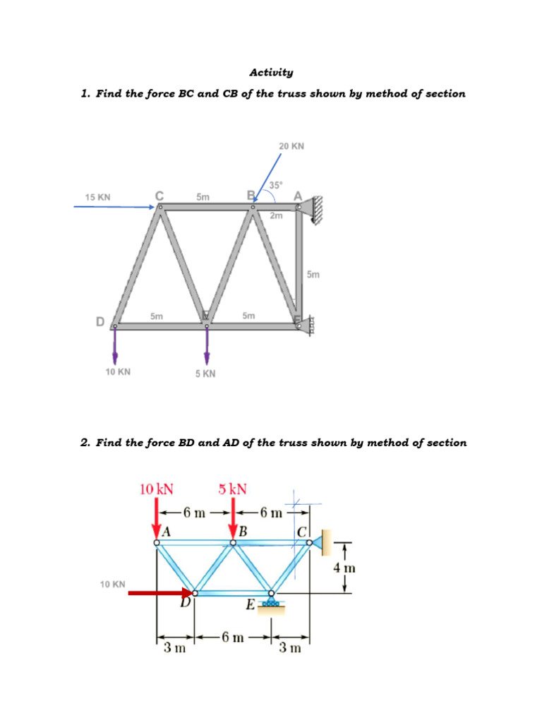 Cantilever Truss Force Analysis | PDF