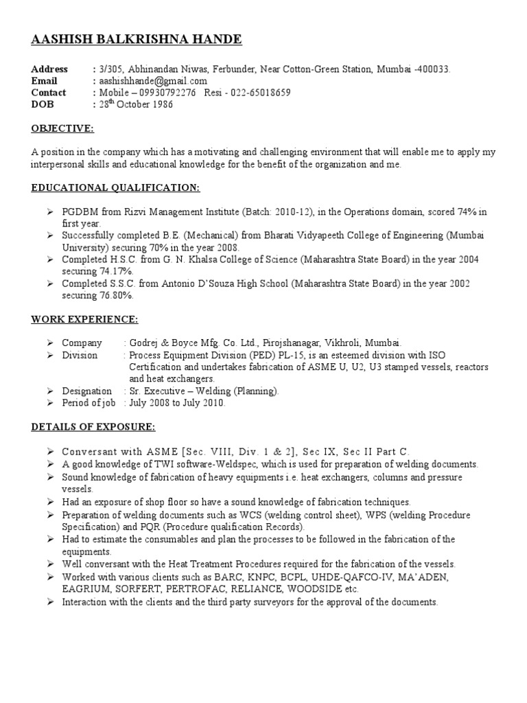 Aashish Hande Resume | PDF | Computing And Information Technology | Science