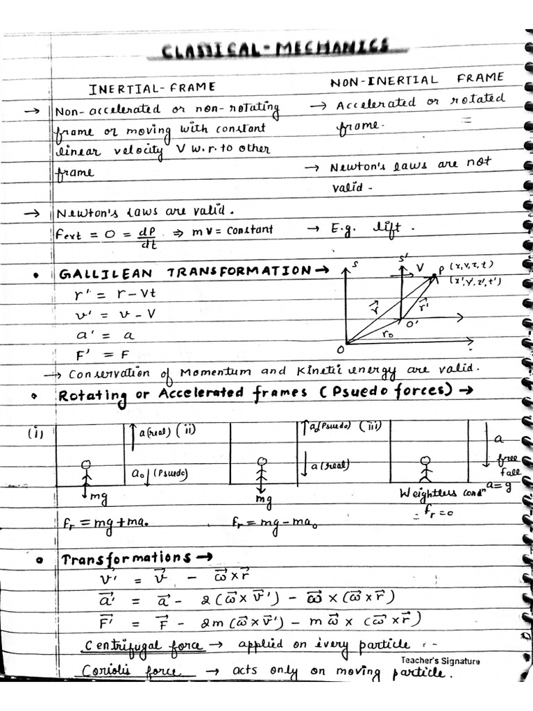 Classical Mechanics Short Notes | PDF