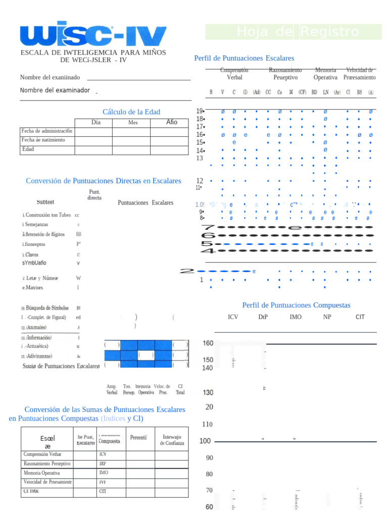Hoja-De-Registro Wisc - Iv | PDF | Cociente de inteligencia