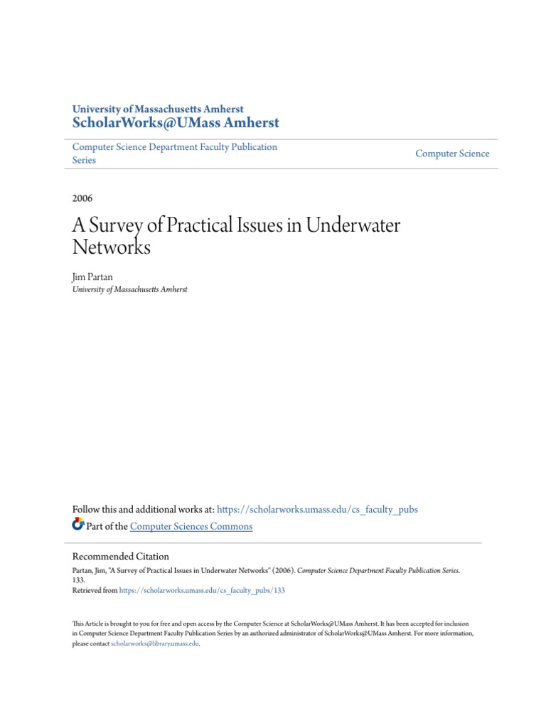 A Survey of Practical Issues in Underwater Networks | PDF | Computer Network | Channel Access Method