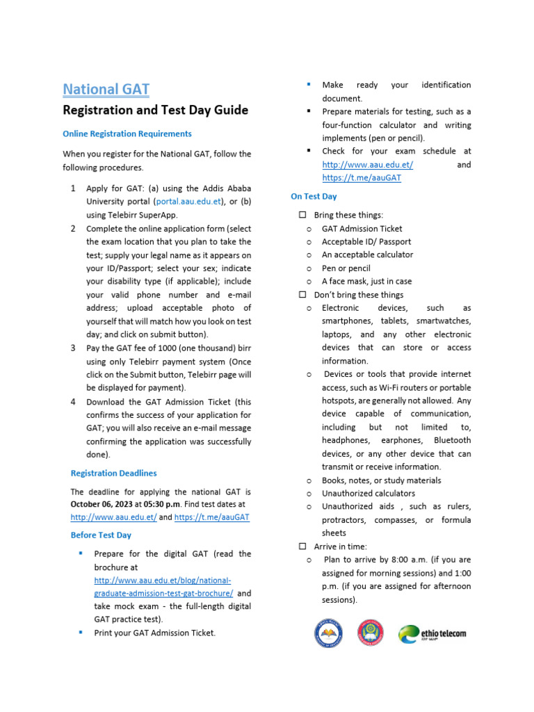 Registration and Test Day Guide-1 | PDF | Computing